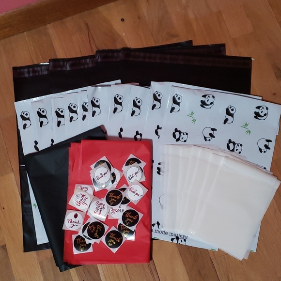Office | Mailing Supplies Poly Mailers Panda And Black Stickers Label ...